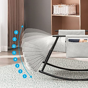 Mjkone Rocking Chair, Adjustable Chair Nursery, Stylish Armchair Lounge Sofa Lie or Sleep Lazy Glider for Nursery Living Room/Bedroom, Light Grey Bigger Size