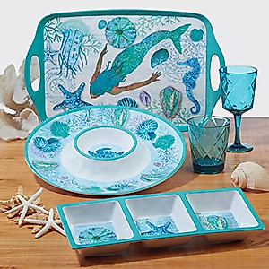 Certified International Serene Seas Melamine Platter Set, Multicolor, Large, 2 Piece