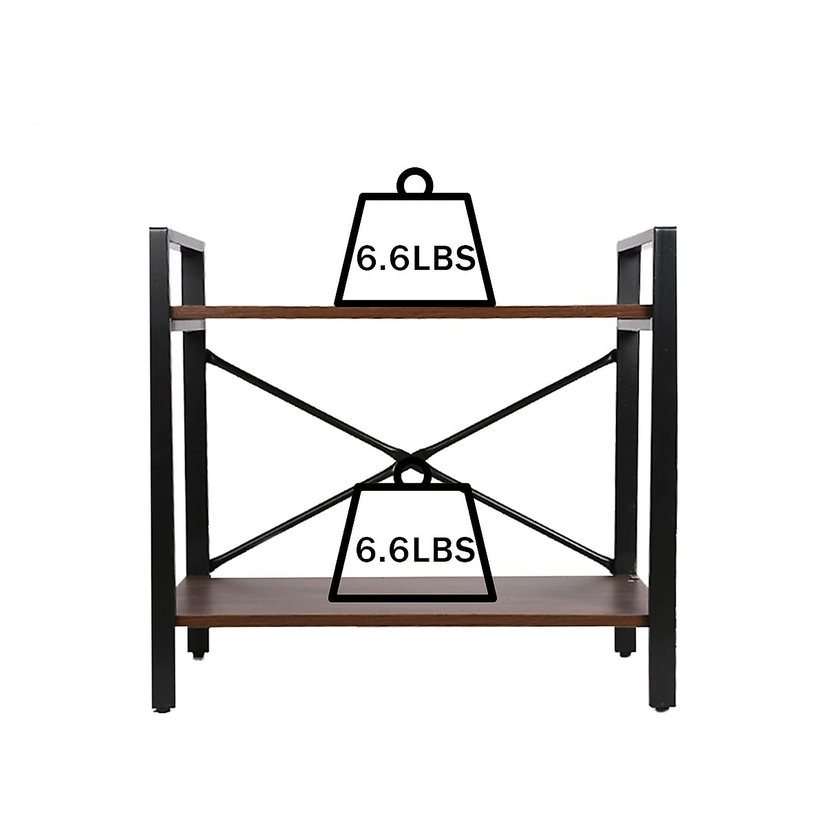 YSSOA 2 Tier Shelf, Industrial Rustic, Vintage Storage Rack, 23.6”x12.6”x21.6”, Cozy Double Layer Wooden Shelf, Rustic Brown