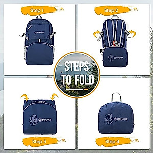 ZOMAKE Lightweight Packable Backpack 35L - Light Foldable Backpacks Water Resistant Collapsible Hiking Backpack - Compact Folding Day Pack for Travel Camping(Navy Blue)