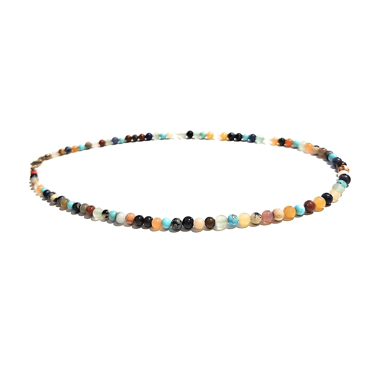 Rainbow Chakra Beaded Gemstone Necklace, Mixed Gemstone Choker, Real Gemstones, Crystal Beaded Choker Necklace, Layering Necklace, Gift for Her Blue 16 Inches