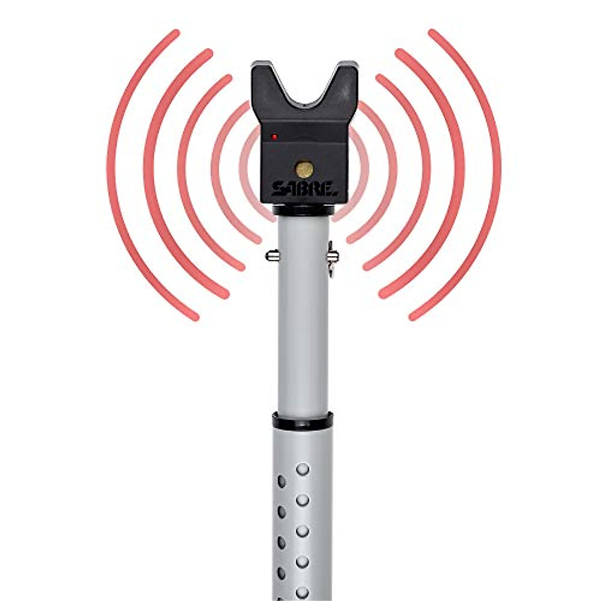 SABRE Adjustable Door Security Bar with Vibration Detecting Alarm, 115dB Alarm Audible Up To 1,100 Ft (335 m), Adjusts To Fit Most Hinged & Sliding Doors, Rubberized Foot for Strong Grip, Collapsible