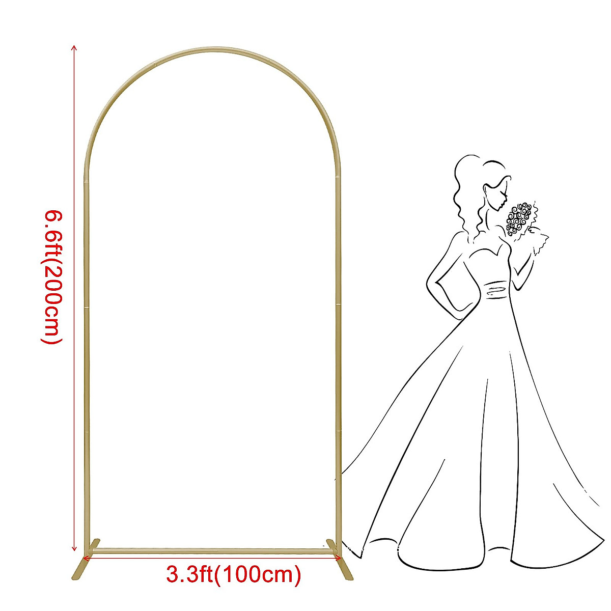 WORFEI 6.6FT Gold Aluminum Arch Backdrop Stand, Square Balloon Arch Stand Wedding Frame for Birthday Party, Baby Shower, and Ceremony Decoration