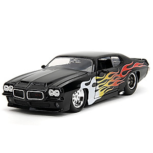 1971 Pontiac GTO Black with Flame Graphics Bigtime Muscle Series 1/24 Diecast Model Car by Jada 35022