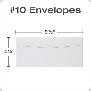 Quality Park #10 Envelopes, 4-1/8 x 9-1/2 Inches, 24 lb White, Gummed, 500 per Box (QUA90020)