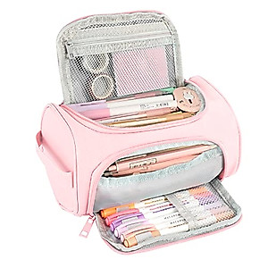 LABUK Big Capacity Pink Pencil Pouch Large Cute Marker Pen Case Multiple Use Aesthetic Stationery Bag School College Office Organizer Gift for Teens Girls Adults Students