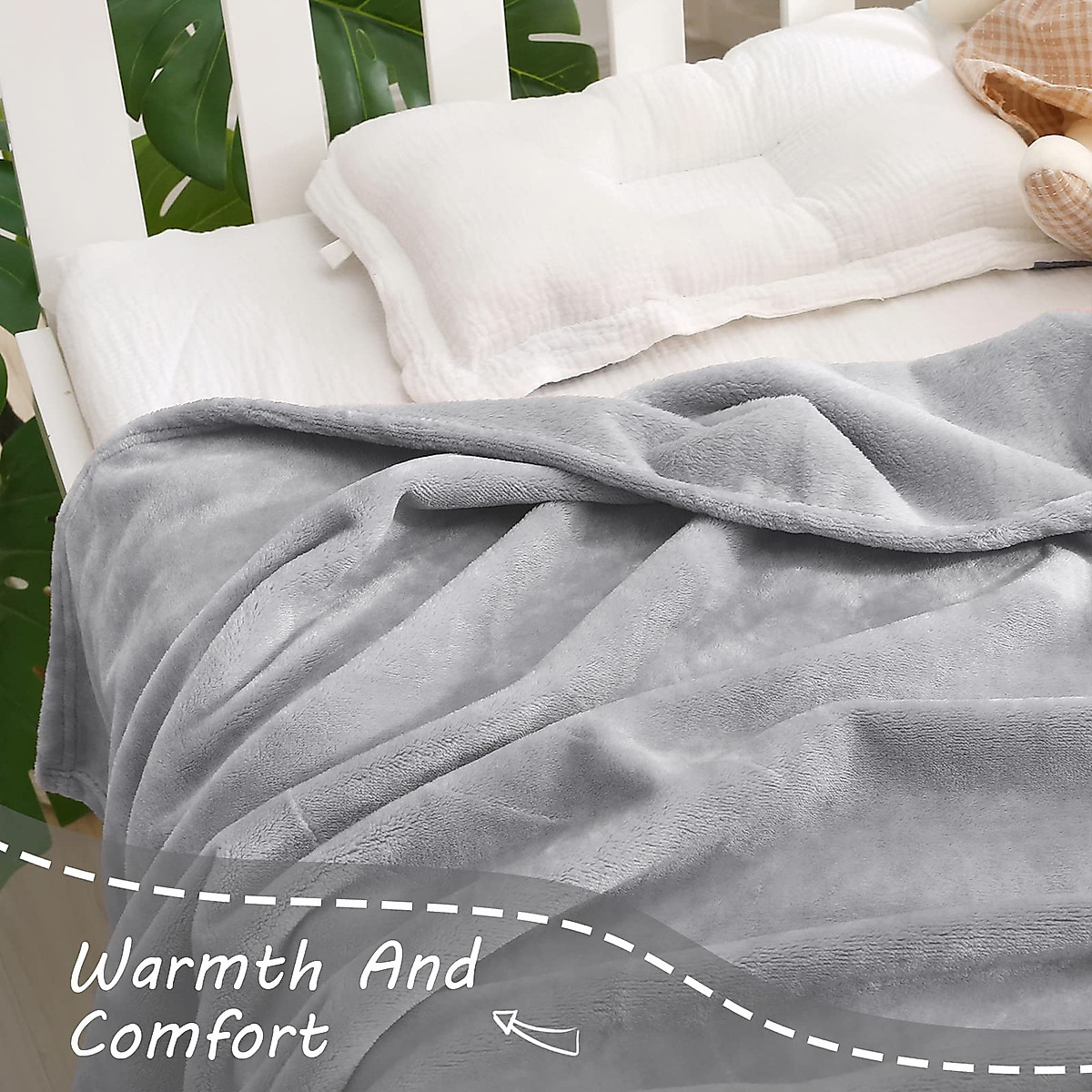 Exclusivo Mezcla Fleece Throw Blanket for Couch, Super Soft and Warm Blankets, Light Grey Throw All Season Use, Cozy, Plush, Lightweight, 30x40 inches