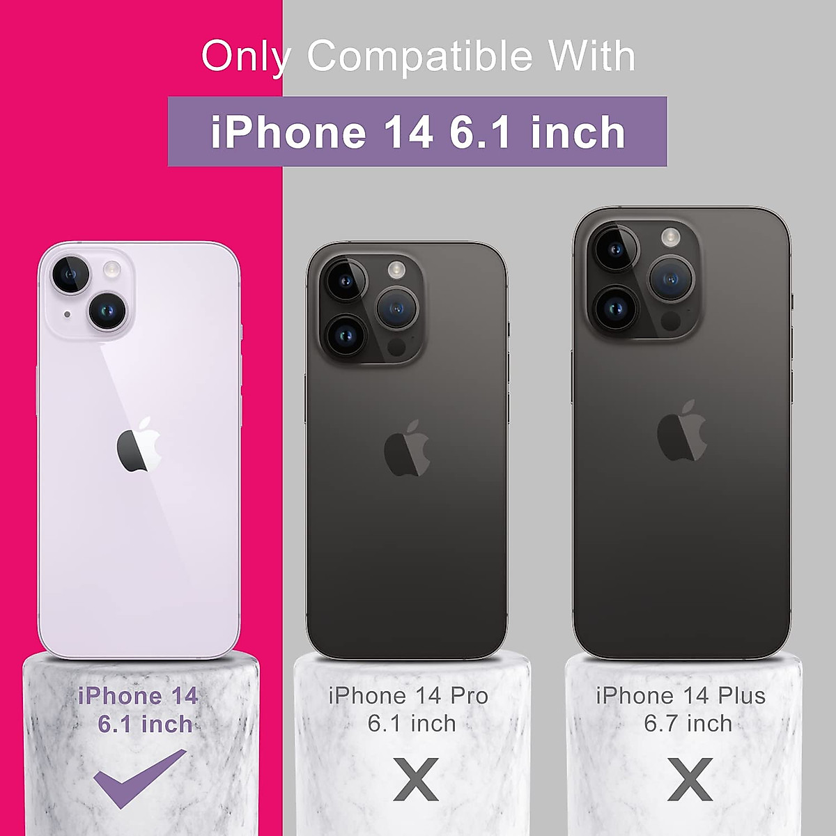 DEENAKIN Compatible with iPhone 14 Case with Screen Protector,Soft Flexible Silicone Rubber Cover for Women Girls for Women Girls,Slim Fit Shockproof Protective Phone Case 6.1" Hot Pink