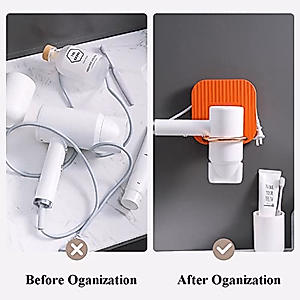 CARURLIFF Foldable Hair Dryer Rack Wall Mounted Blower Storage Holder Blow Dryer Wall Hanger for Bathroom (White)