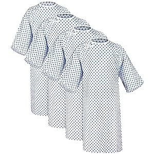 Wrinkle-Free Patient Gown - Fine Cotton Blend - Soft and Comfortable Fabric - Back Front Tie - Fit Easily Up to 2XL Size - Multipurpose Hospital Gown for Men and Women - Reusable and Washable -4 Pack