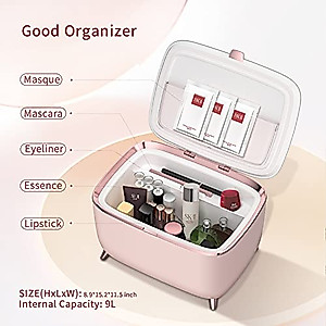 LVARA Smart Mini Skincare Fridge, 9 Liter Portable for Beauty, Makeup, Cosmetic Refrigerator with ‘Smart Life’ App for Bedroom Desktop, Gift for women, Pink
