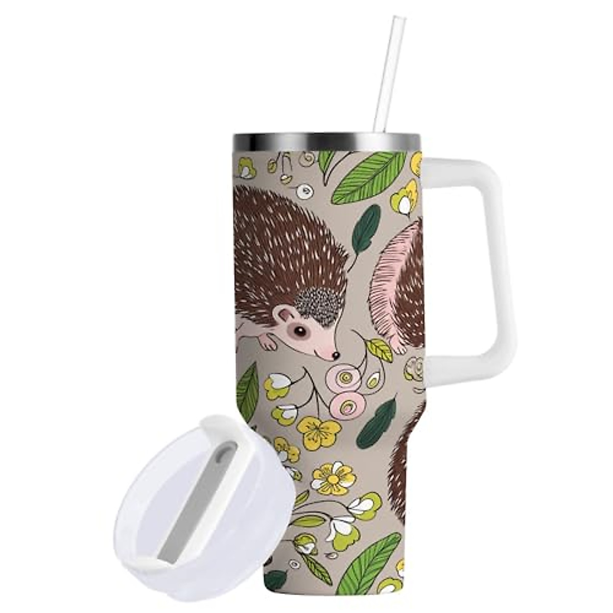 RPLIFE Adorable Hedgehogs Vintage Tan Coffee Tumbler, Stainless Steel Mug, Insulated Tumbler, Tumblers for Women