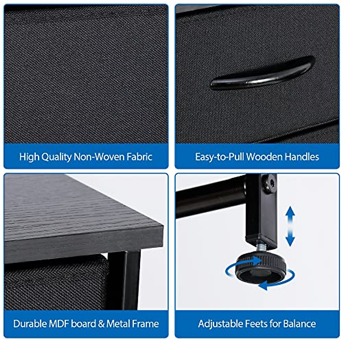 ZenStyle Fabric Dresser with 5 Drawers, Vertical Dresser Storage Tower, Storage Cabinet Organizer Unit for Bedroom, Living Room, Closet, Entryway, Hallway, Nursery Room, Black