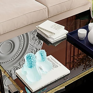 Glass Coffee Table Modern Living Room Table Gold Stainless Steel Metal Leg Rectangular Black Tempered Glass Center Table for Home Office(Black, Coffee Table)