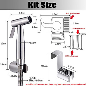 Bidet Toilet Sprayer, high Pressure Hose/Non-Leakage Stainless Steel Brushed Toilet Cleaner Wall for Women Washing, Baby Diaper Cleaner