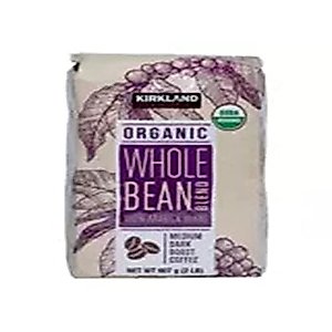 Kirkland Signature Organic Whole Bean Blend 100 % Arabica Beans Net Wt (2 Lb),, 32 Oz