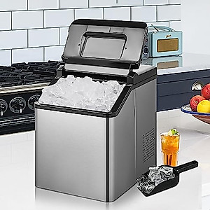 mollie Ice Machine Maker Countertop, 32 Ice Square Cubes Ready in 20 Mins, 33lbs/24 hrs, Self-Cleaning Ice Machine, 2 Size Ice Cubes for Kitchen Office Bar Party, 2.5L Water Tank