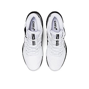 ASICS Men's Netburner Ballistic FlyteFoam Mid Top 3 Volleyball Shoes, 9, White/Black