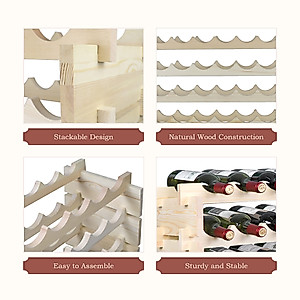 ZENY Large 96 Bottles Wood Wine Rack Stackable Storage Across up to 8 Rows Solid Wooden Display Shelves Rack Organizer