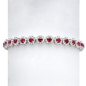 Ross-Simons 5.50 ct. t.w. Ruby and 3.00 ct. t.w. Diamond Tennis Bracelet in 14kt White Gold. 7 inches