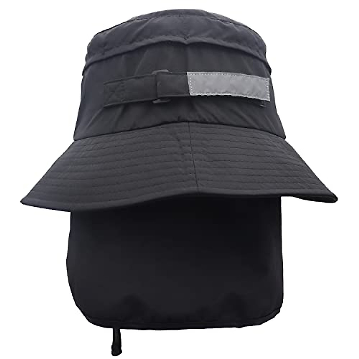 Surf Bucket Hat, Men Sun Hats with Neck Flap for Surfing, Boating, Water Sports Black