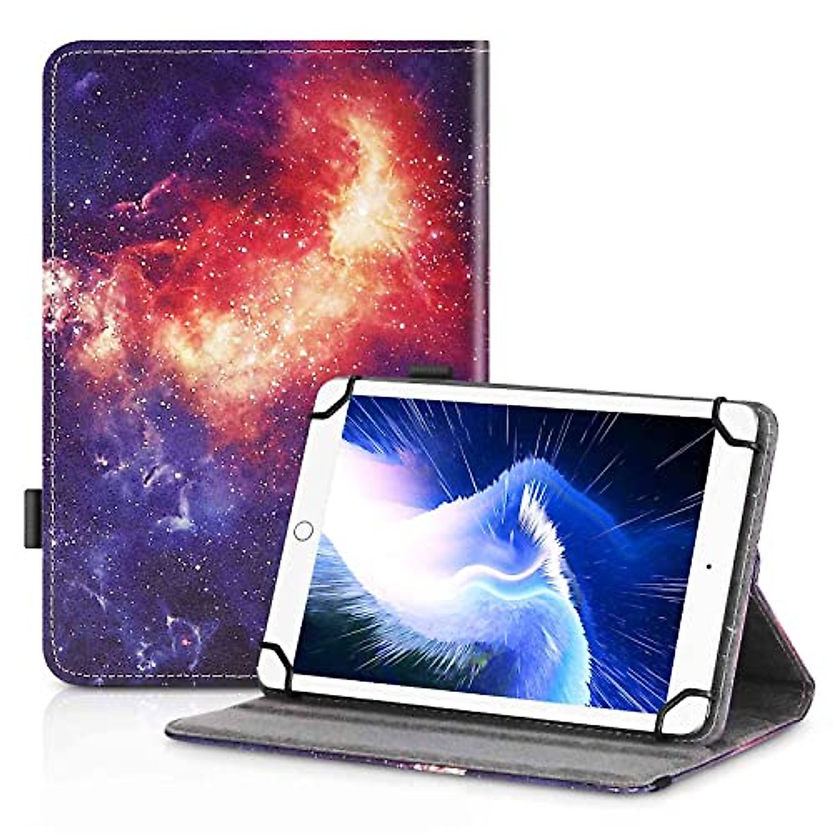 UrbanX 7"-8" Inch Universal Tablet Case, Protective Cover Stand Folio Case for Samsung Galaxy Tab A 8.0 (2017) 7 8 Inch, with 360 Degree Rotatable Kickstand, Multiple Viewing Angles and Stylus Holder