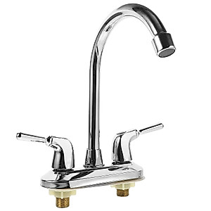 Veemoon Kitchen Faucet, Double Switch Faucet, Stainless Steel Kitchen Tap Water Faucet Hot and Cold Faucet Household Faucet Sink to Rotate Copper Core