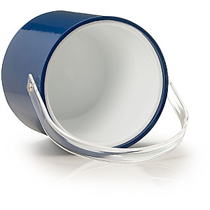 Mr. Ice Bucket By Stephanie Imports Hand Made In USA Blue Double Walled 3-Quart Insulated Ice Bucket With Clear Lucite Lid and Handle