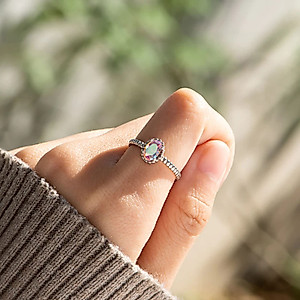 Ioeufe Womens Wedding & Engagement Rings Silver Beautiful Diamond Rings Fashion Round Jewelry Promise Rings for Her