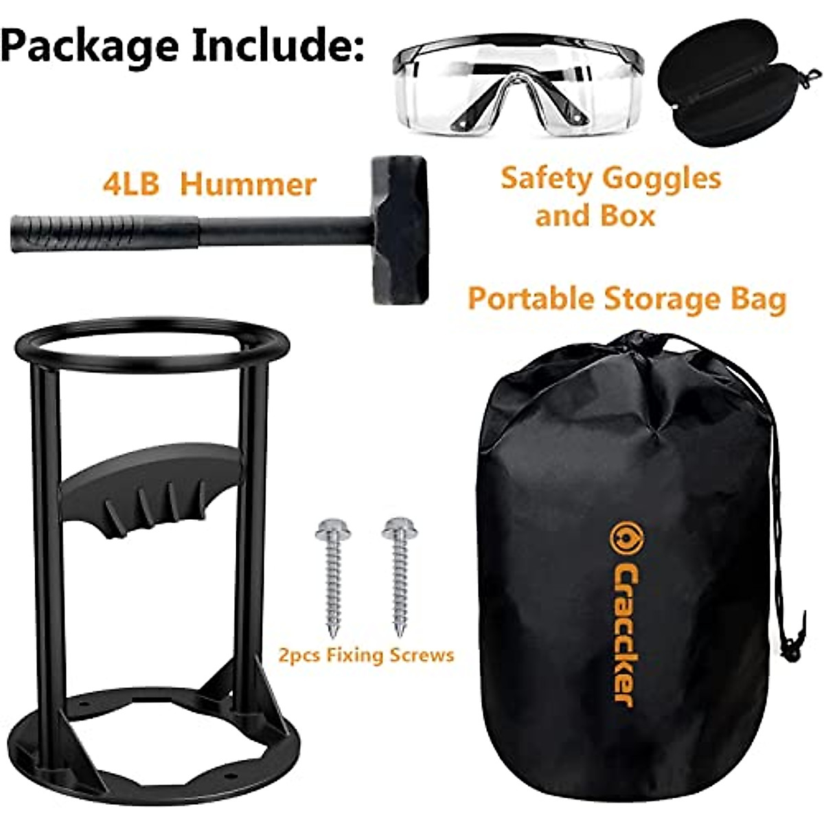 CRACCKER Log Splitter Kindling Wood Splitter, Kindling Firewood Splitter, Manual Log Splitter Wedge Kindling Splitter Cracker for Wood, Heavy Duty Firewood Cutter