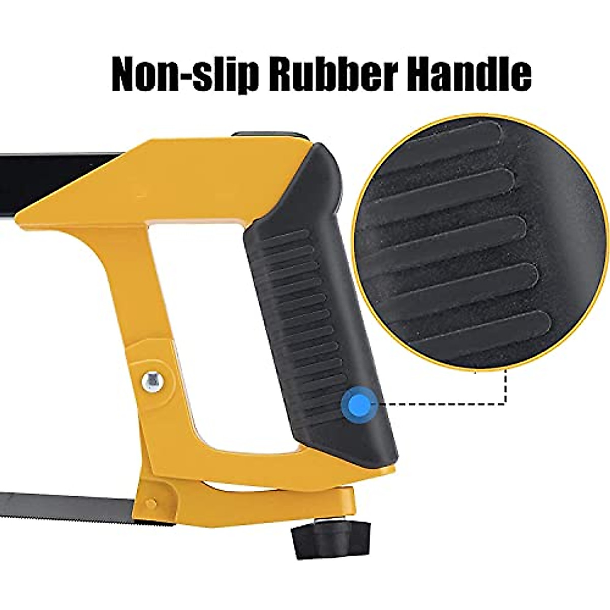 DOWELL Hand Saw 12-inch Hacksaw Frame Heavy Duty Adjustable 45/90 Angle Hacksaw with 5 Replaceable Saw Blades Inside the Frame for Steel Pipe Cutting PVC Carpentry Woodworking HY041101