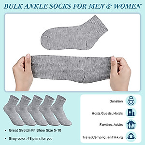 Tarpop 48 Pairs Men Quarter Ankle Socks Athletic Socks Moisture Wicking Bulk Crew Casual Sports(Gray)