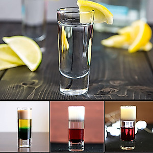 Farielyn-X Clear Heavy Base Shot Glasses 6 Pack, 2 oz Tall Glass Set for Whiskey, Tequila, Vodka