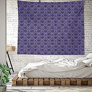 KULUSSY Funny Horror Tapestry Wall Hanging Halloween Haunted Mansion Mystic Skull Grim Ghosts Wall Decor Art Black and Purple Tapestries Aesthetic for Bedroom Living Room College Dorm (60x50 Inches