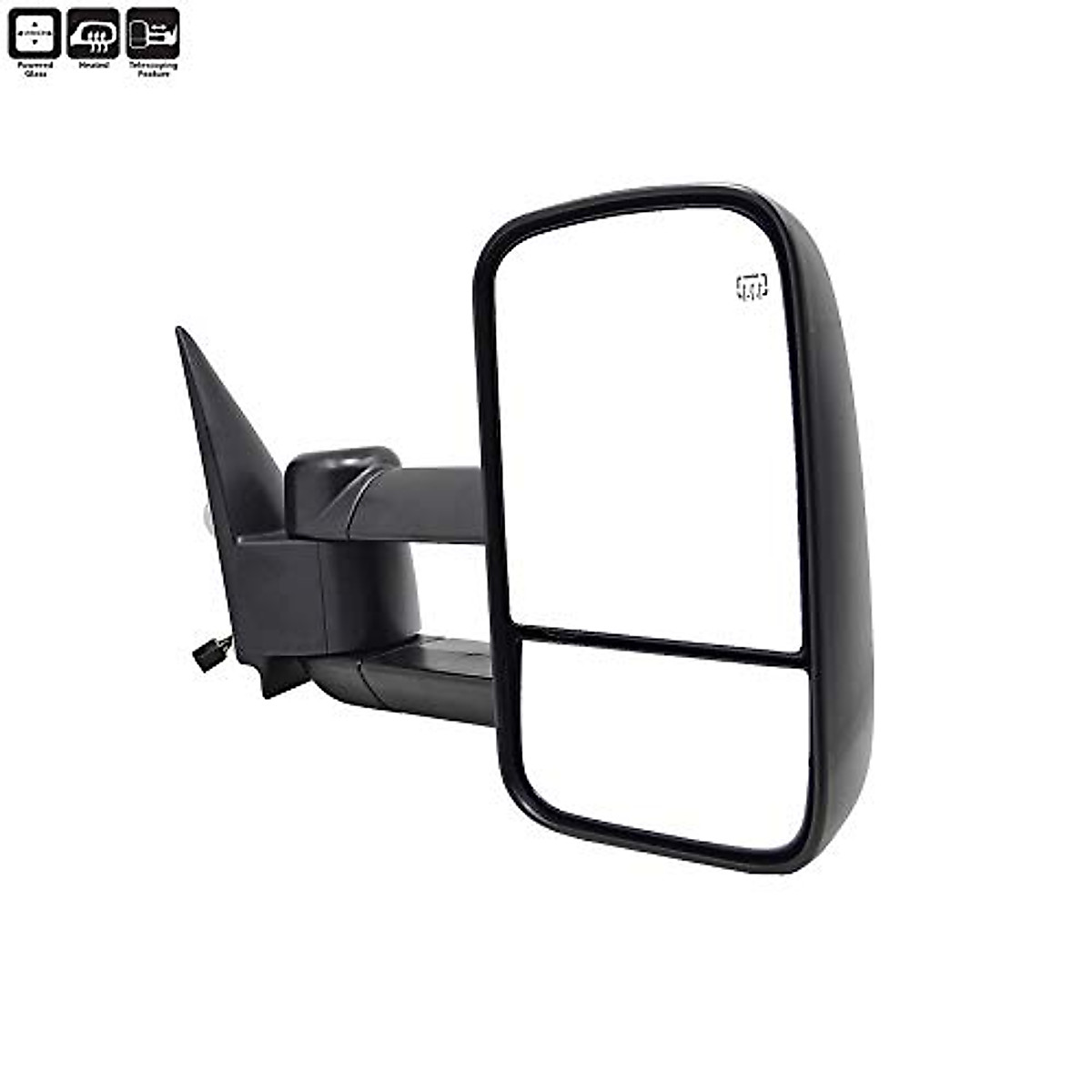 AERDM New Pair Set Towing Mirrors Side Power Operated Heated Textured Black Telescoping Trailer Compatible with Chevy/GMC/Cadillac Silverado Sierra Avalanche Suburban Tahoe Yukon XL Escalade EXT