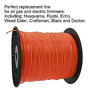 KAKO 080 Trimmer Line Square Weed Wacker String .080-Inch-by-1200-ft Commercial Grade Square String Trimmer Line, Weed Eater String .080 Fits Most String Trimmer(Orange)