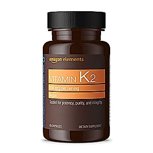 Amazon Elements Vitamin K2 100 mcg, Vegan, 65 Capsules, 2 month supply (Packaging may vary)
