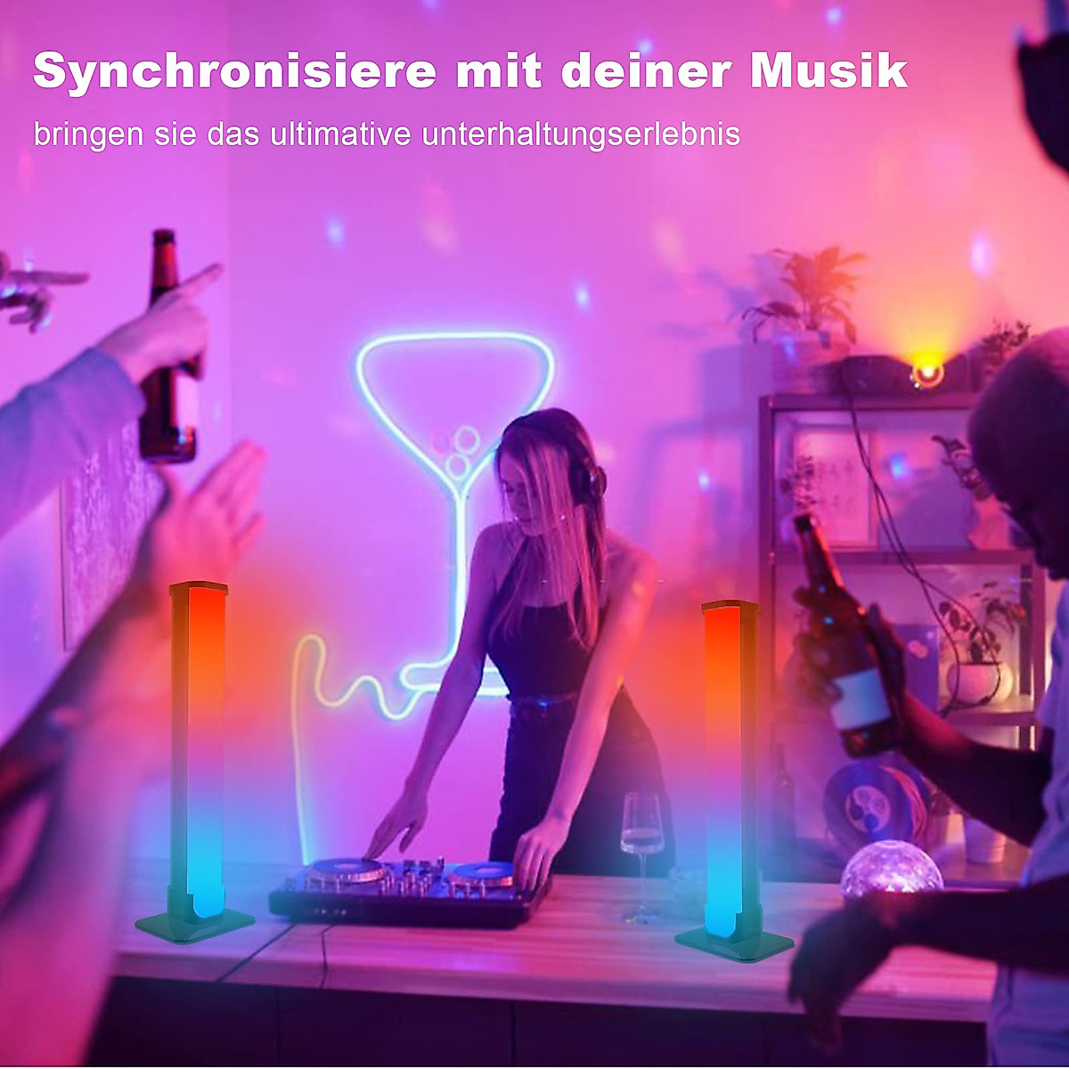 iodoo Smart LED Light Bars Desk RGB Gaming Accessories for Room , Smart Home Gaming Lights, RGBICWW APP and Remote Control TV Backlights with Scene Modes and Music Modes for Gaming, (10in)