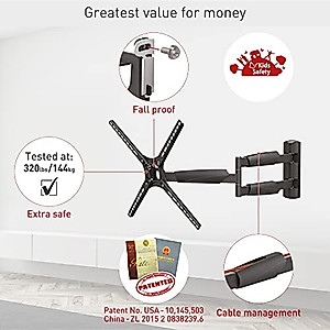 Barkan Long TV Wall Mount, 13-65 inch Full Motion Articulating - 4 Movement Flat/Curved Screen Bracket, Holds up to 79lbs, Extremely Extendable, Fits LED OLED LCD