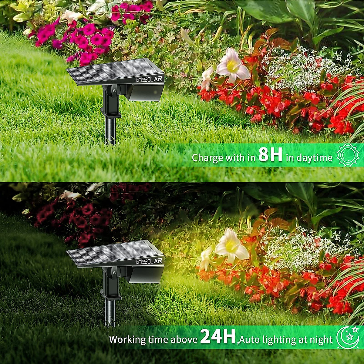 NFESOLAR 2-in-1 Solar Lights Outdoor Garden (1 Pack), 38 LEDs IP65 Waterproof Solar Motion Spotlights Outdoor Decorative for Patio, Yard, Garden, Garage, Pathway, Warm White