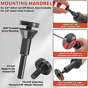 SI FANG 25Pcs 3 inch Cut Off Wheels with 1/4 in Mounting Mandrel Kit for Die Grinder, 3/8" Arbor Cutting Wheel with Pouch for Metal & Stainless Steel Rotary Tool Drill Attachment Cutter Discs