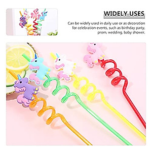 Gadpiparty 12pcs Reusable Unicorn Straws Drinking Plastic Straws Curly Hard Party Straw Unicorn Birthday Party Supplies Fun Straws for Kids Birthday Party Decorations