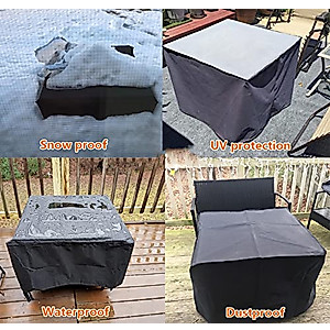 WOMACO Heavy Duty Square Patio Fire Pit/Table Cover, Waterproof Outdoor Furniture Cover (48" x 48" x 29", Black)