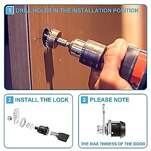 X AUTOHAUX 4 Sets 5/8" Zinc Alloy RV Storage Locks Cabinet Lock with Keys Cannular Cam Lock Offset Drawer Lock Black Fits on 3/8" Max Door Thickness