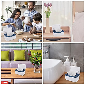 RVXlRDN Baby Wipes Dispenser, Wipes Dispenser, Baby Wipe Holder for Fresh Wipes, Wipes Containers with Spring Drawer Tray (Grey and Blue).(Blue)