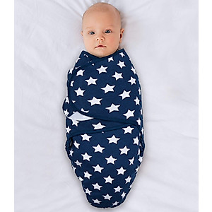 The Peanutshell Baby Swaddle Blankets for Boys or Girls, Blue Dinosaur & Stars, 3 Pack Wrap Set, 2 Sizes (Small/Medium)