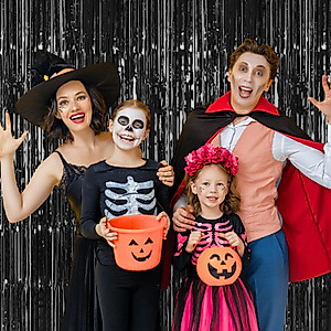 20 Pack Black Foil Curtain Backdrop 3.2ft x 8.2ft Foil Fringe Backdrop Curtain Metallic Tinsel Foil Fringe Curtains Streamer Backdrop Curtains for Birthday Party Decorations Photo Booth (Black)