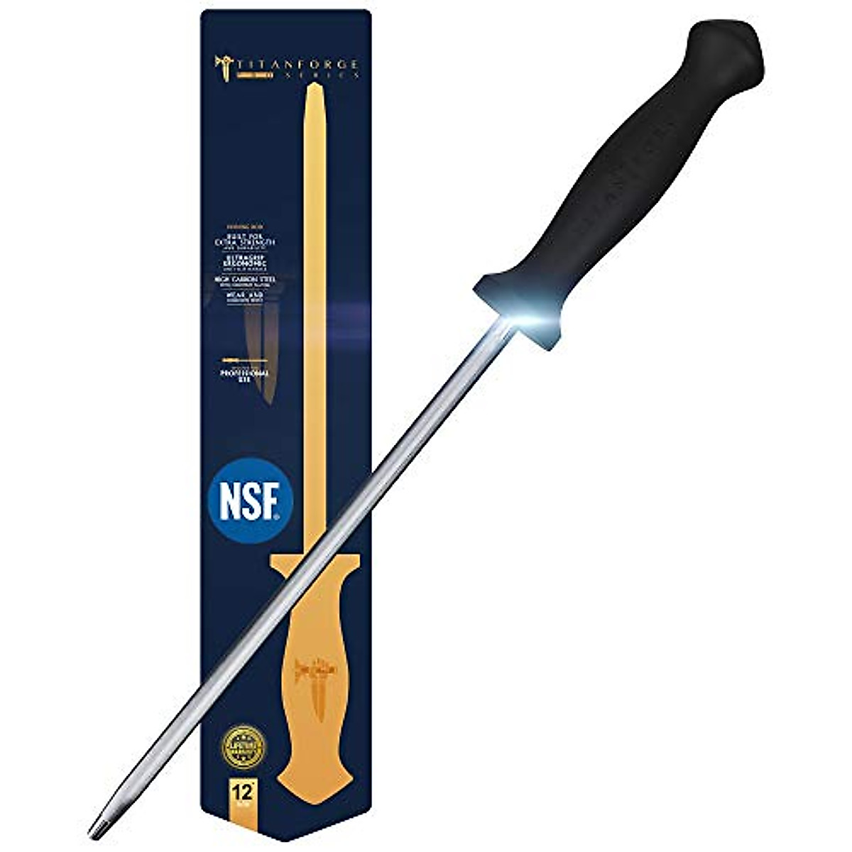 Dalstrong TITAN FORGE - Honing Rod - 12" Steel - Pro Series Knives - 7CR17MOV High-Carbon steel - Full Tang - NSF Certified