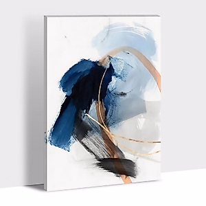 Looife Abstract Canvas Wall Art, 12x16 Inch Modern Blue and Yellow Abstract Graffiti Lines Art Painting Prints, Artwork Wall Decor for Living Room Office and Bedroom