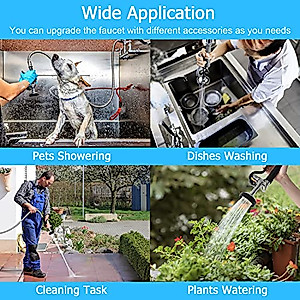 JZBRAIN Commercial Faucet with Sprayer 8 Inch Center 25" Height Wall Mount Kitchen Sink Faucet Add On 12" Spout and Pull Down Pre Rinse Sprayer Faucet for 1, 2 or 3 Compartment Sink (Polished Chrome)